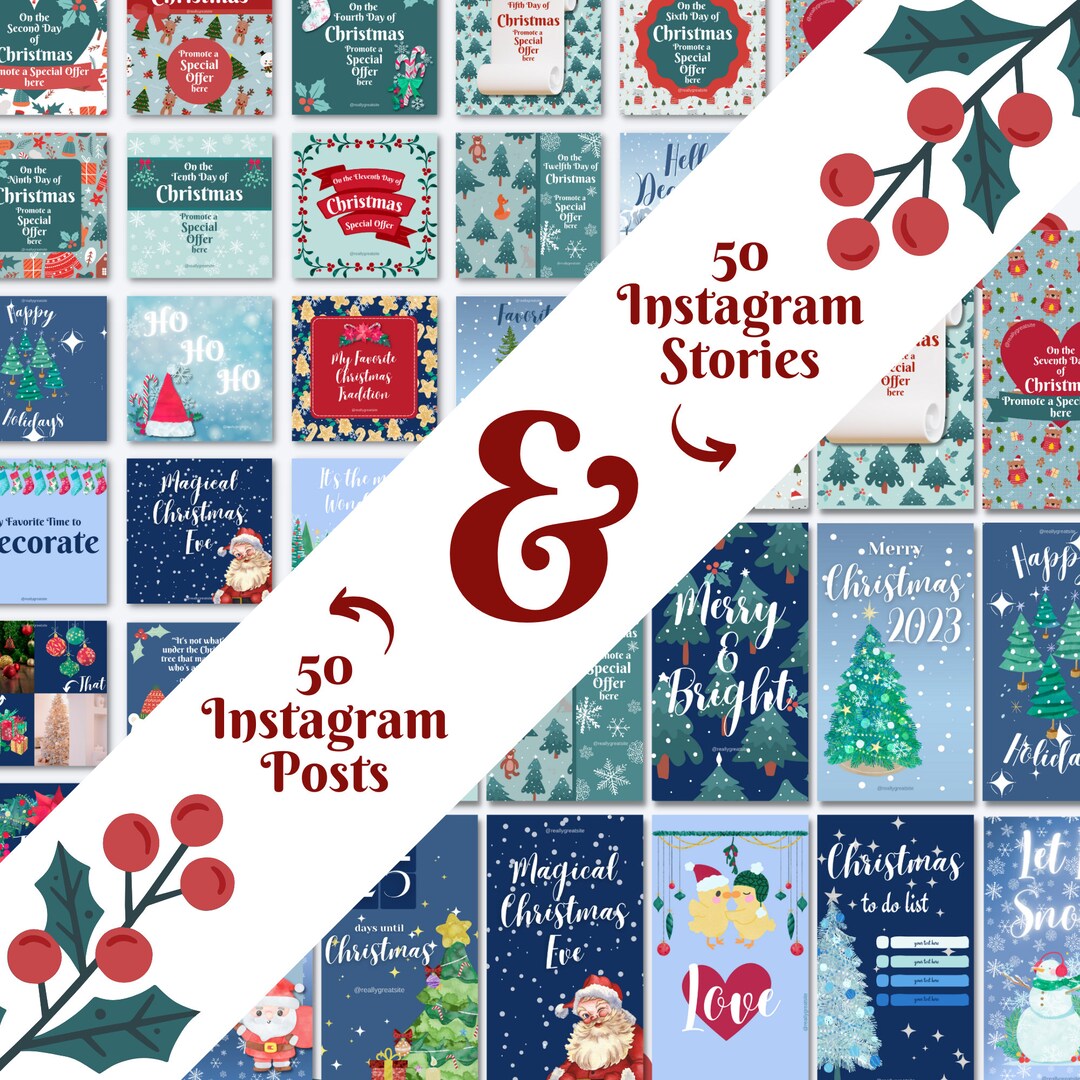 100 Christmas Instagram Templates Bundle, Instagram Posts, Insta ...