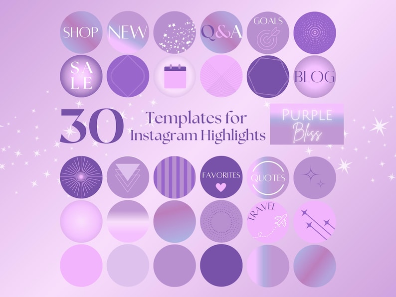 30 Purple Instagram Highlight Covers, Editable Canva Templates ...