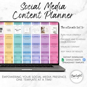 Full Year Social Media Content Calendar and Planner, Google Sheets ...