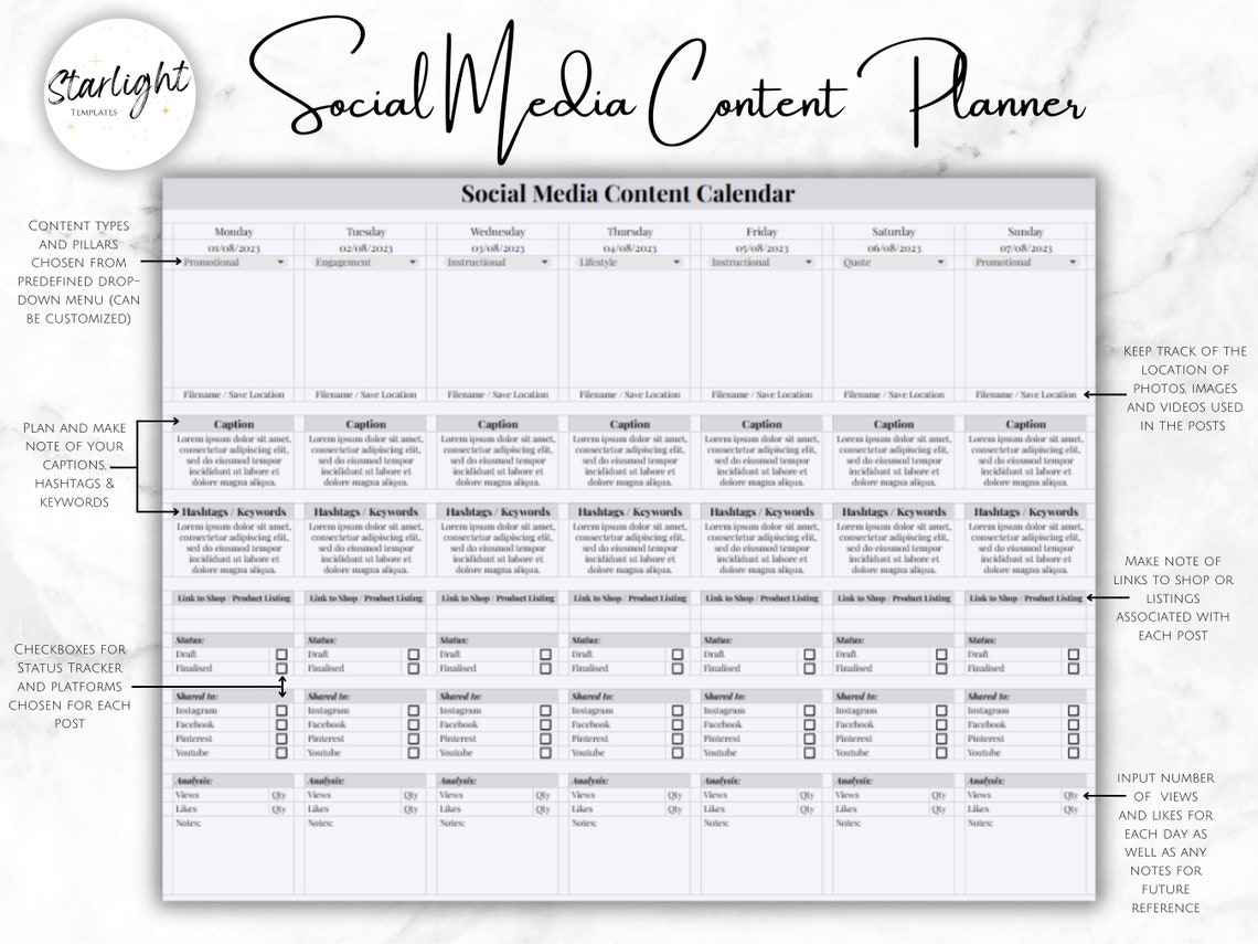 2024 Social Media Content Planner, Google Sheets Social Media Calendar ...