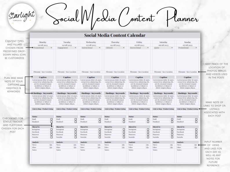 2024 Social Media Content Planner, Google Sheets Social Media Calendar ...