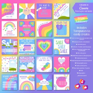100 Bright Rainbow Instagram Templates, Colorful Instagram Posts, Cute ...