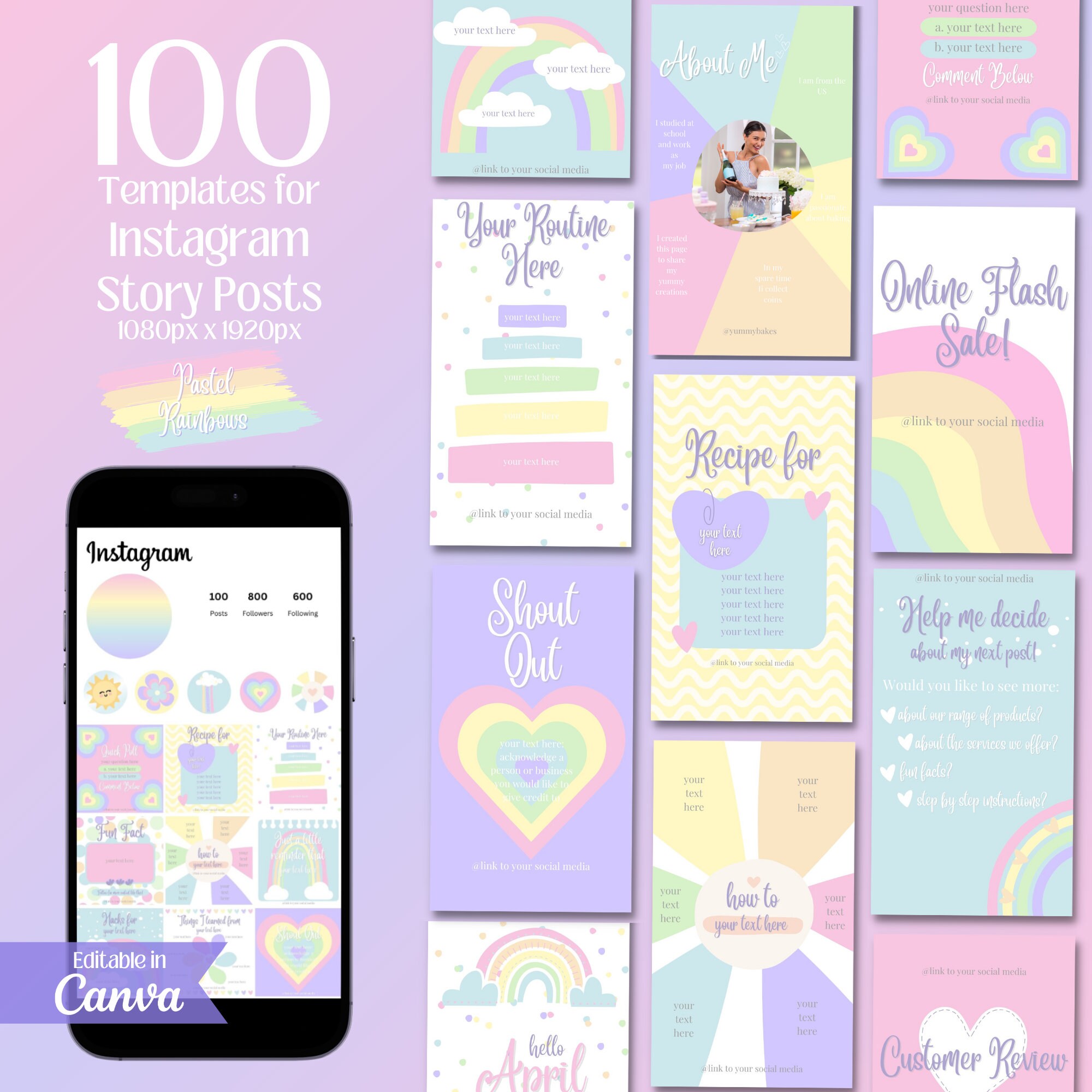 Pastel Rainbow Instagram Stories, Cute Instagram Rainbow Posts, Social ...