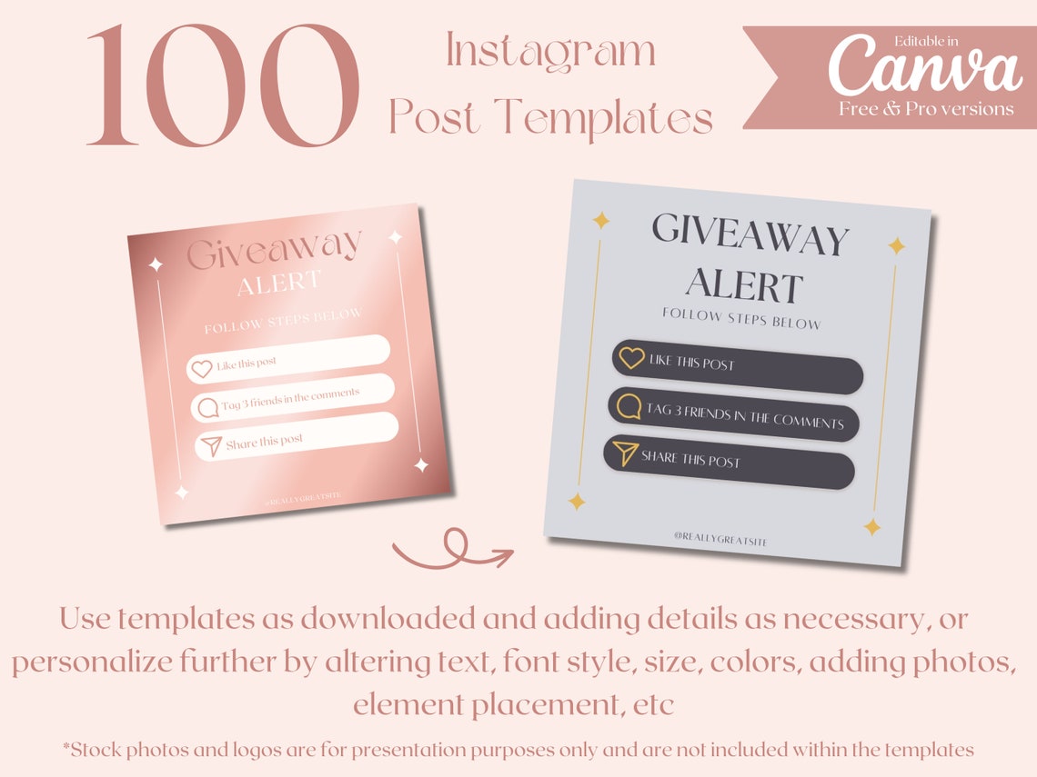 100 Pink Instagram Post Templates, Pink Social Media Templates, IG ...