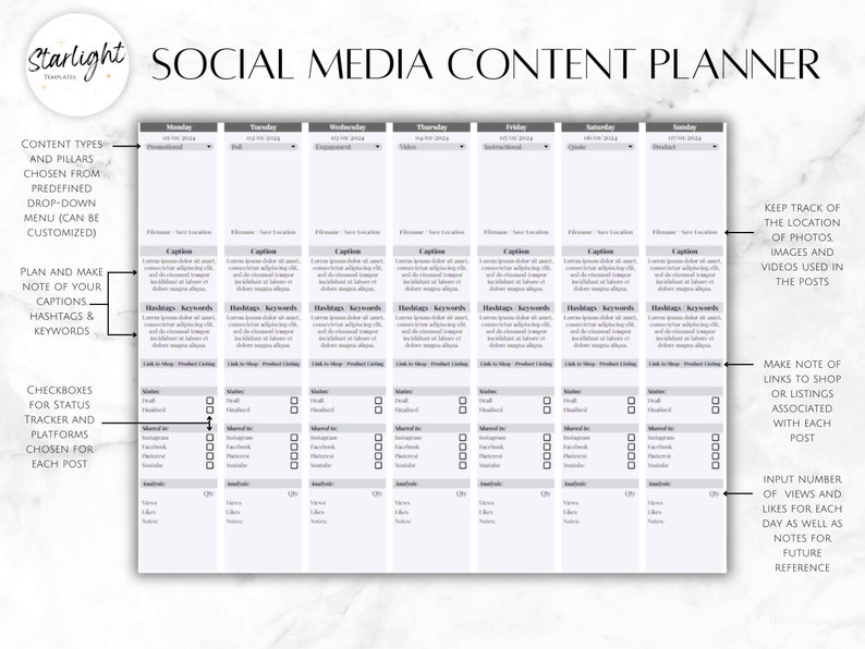 2026 Social Media Organizer, Social Media Content Planner, Content ...