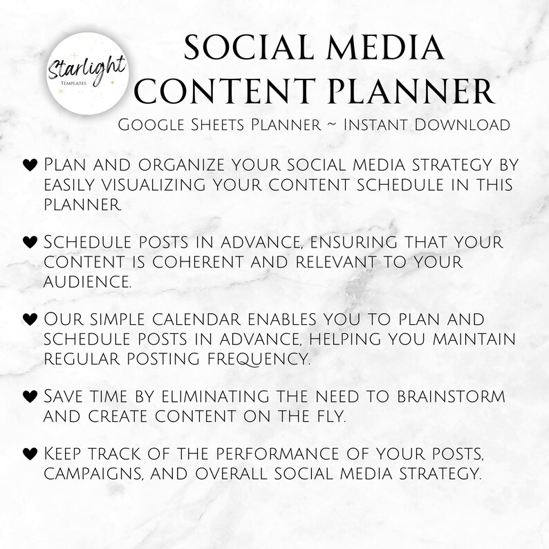 Full Year Social Media Content Calendar and Planner, Google Sheets ...