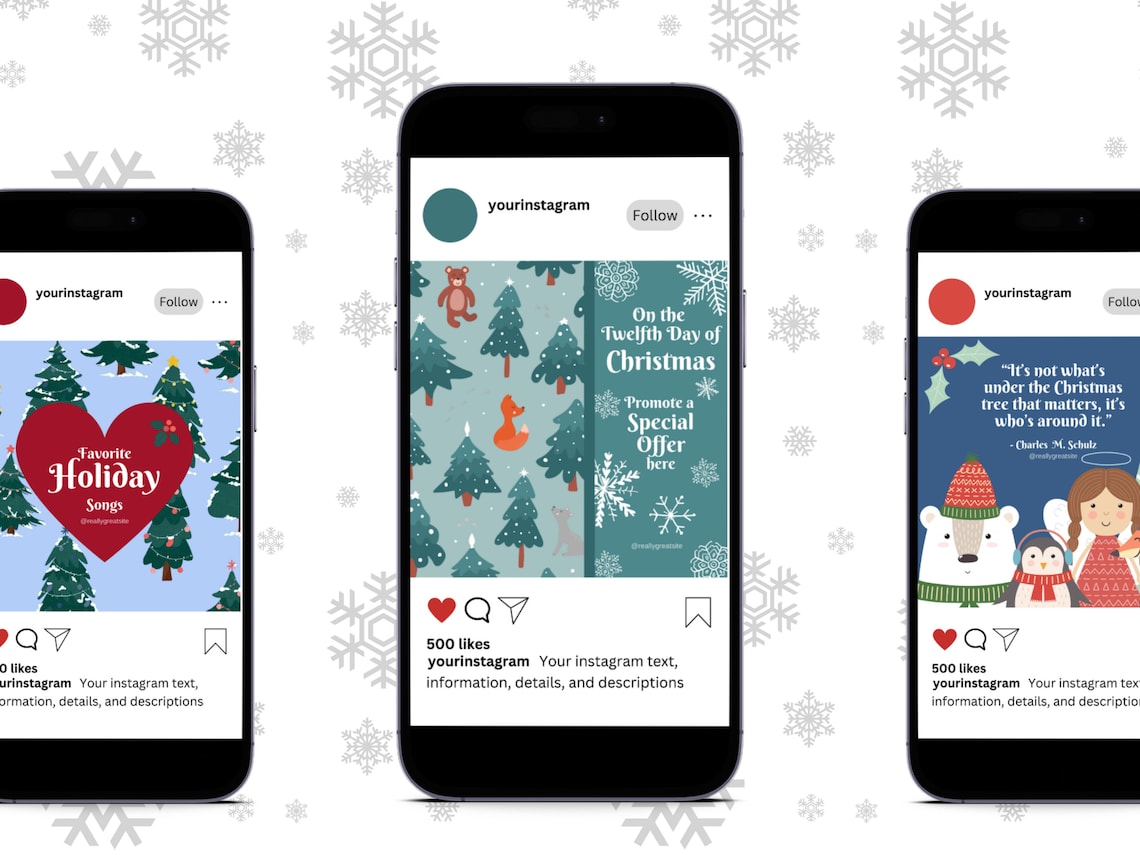 50 Christmas Instagram Post Templates: Festive Social Media (canva ...