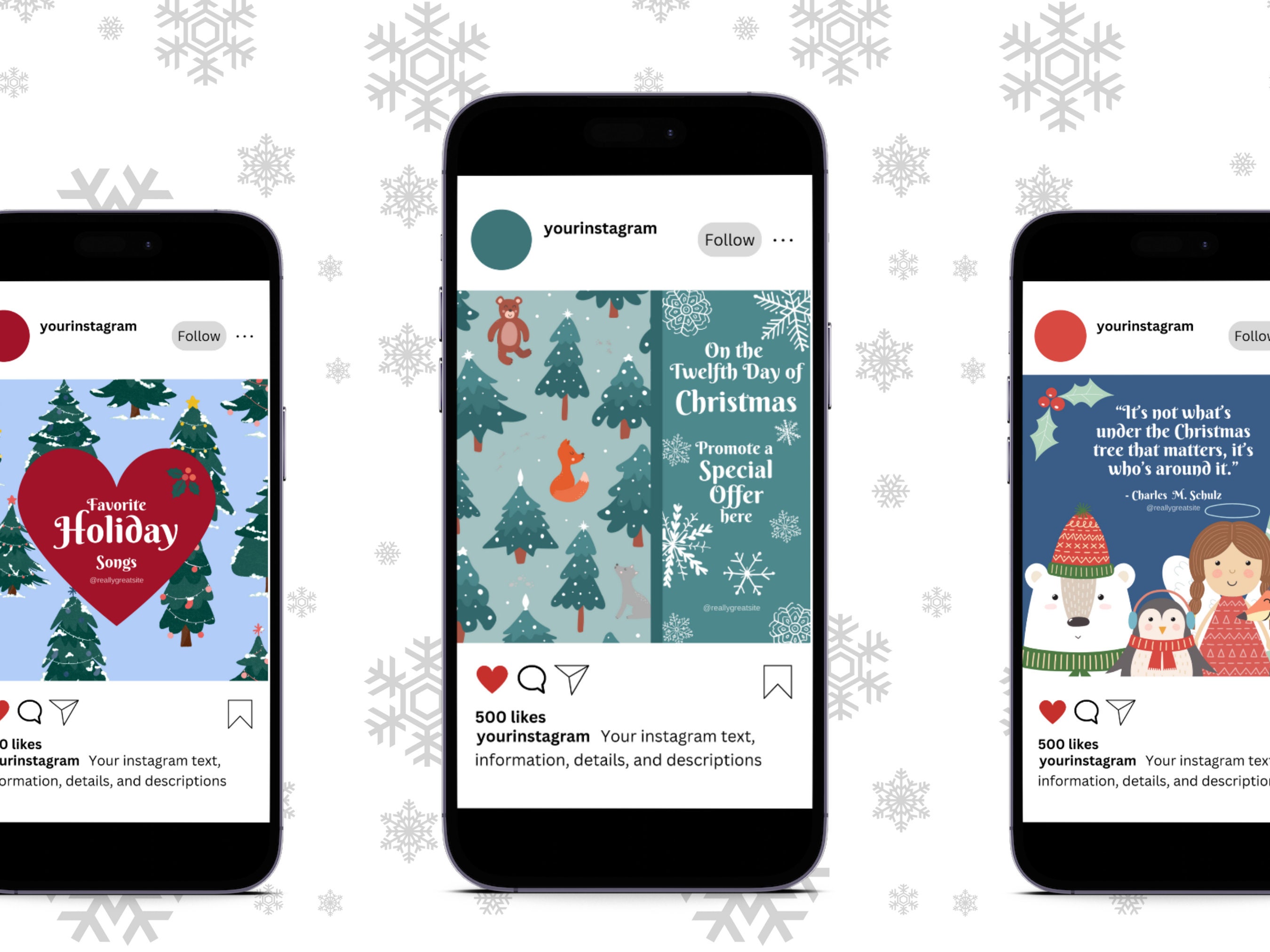 50 Christmas Instagram Post Templates: Festive Social Media (canva ...