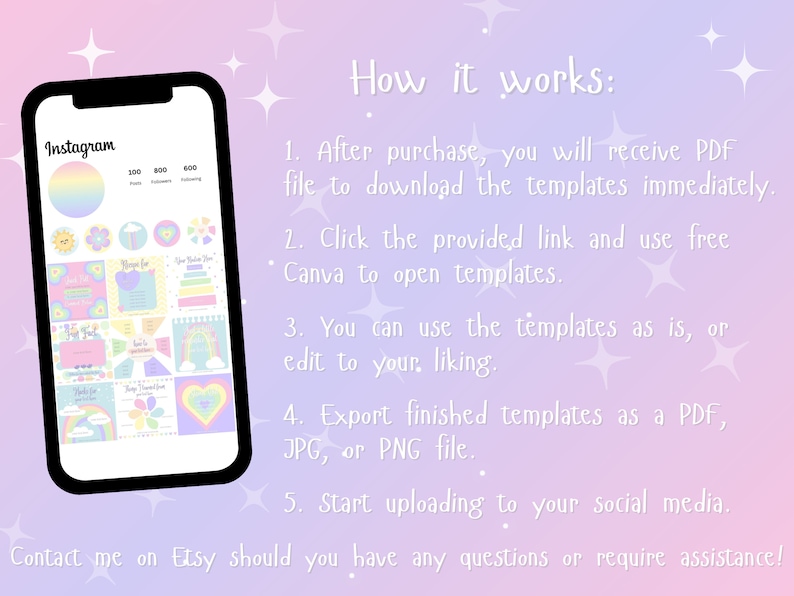 Pastel Rainbow Instagram Bundle, 100 Post Templates & 30 Highlight ...