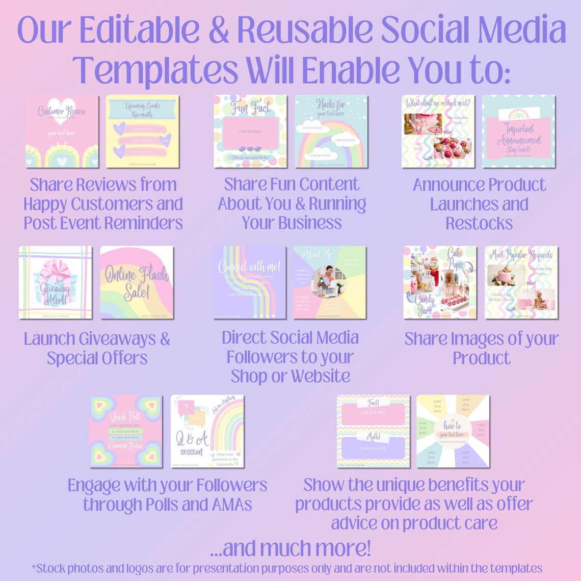 100 Colorful Instagram Templates, Instagram Pastel Rainbow, Social ...