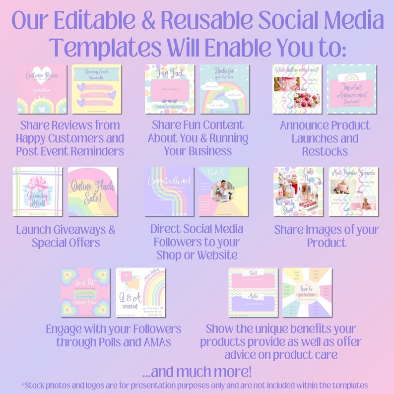 100 Colorful Instagram Templates, Instagram Pastel Rainbow, Social ...