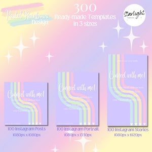 Pastel Rainbow Instagram Posts Bundle | Pastel IG Feed & Stories ...