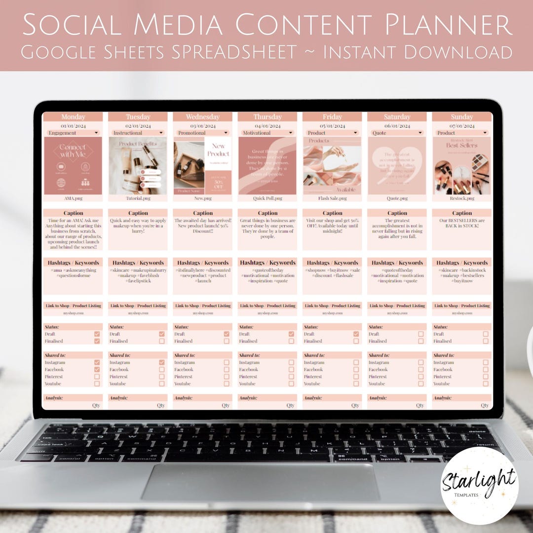 Social Media Content Planner Google Sheets Template Social Media ...