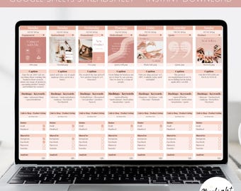 Rainbow Social Media Content Planner Google Sheets Template Social ...