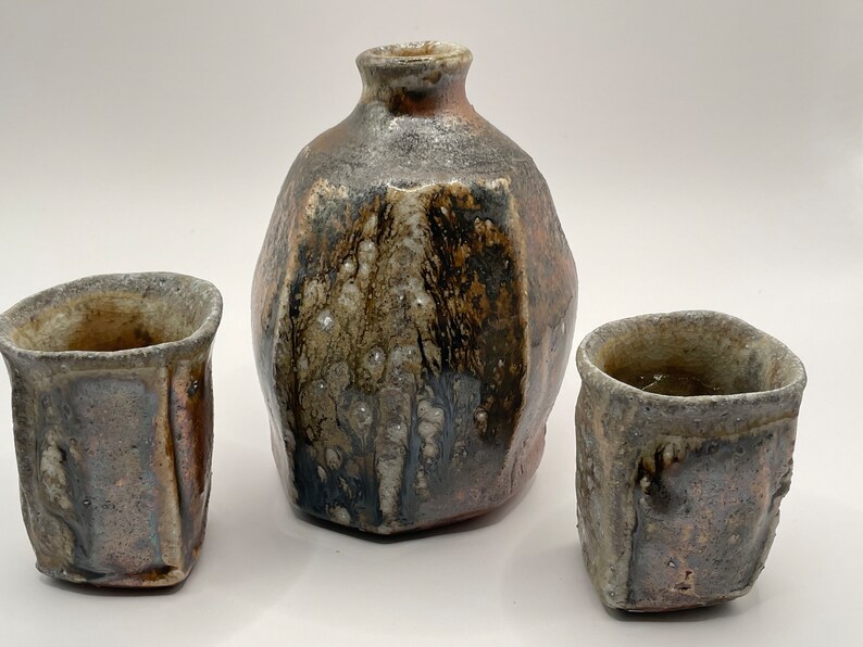 Tokuri, Sake Set With 2 Cups, Wood-fired 2 - Etsy