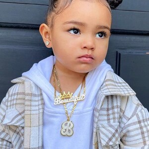 Princess Name Necklace Crown Name Necklace Gold Princess Kids Name ...