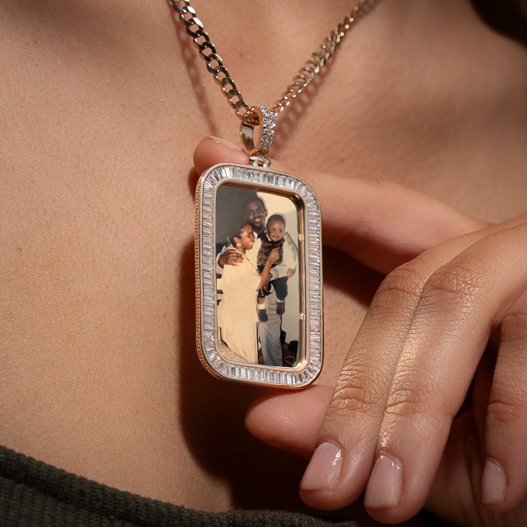 Emerald Cut Photo Pendant | Engraved Necklace | Hip Hop Photo Pendant ...