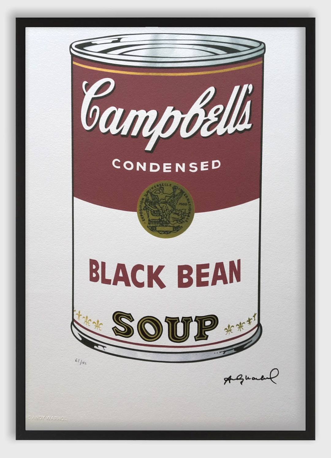Andy Warhol – Lithograph Campbell’s Soup Black Bean - Framed - Etsy