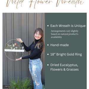 Wildflower Minimalist Boho Wreath Dried Flower Decor Eucalyptus Modern ...