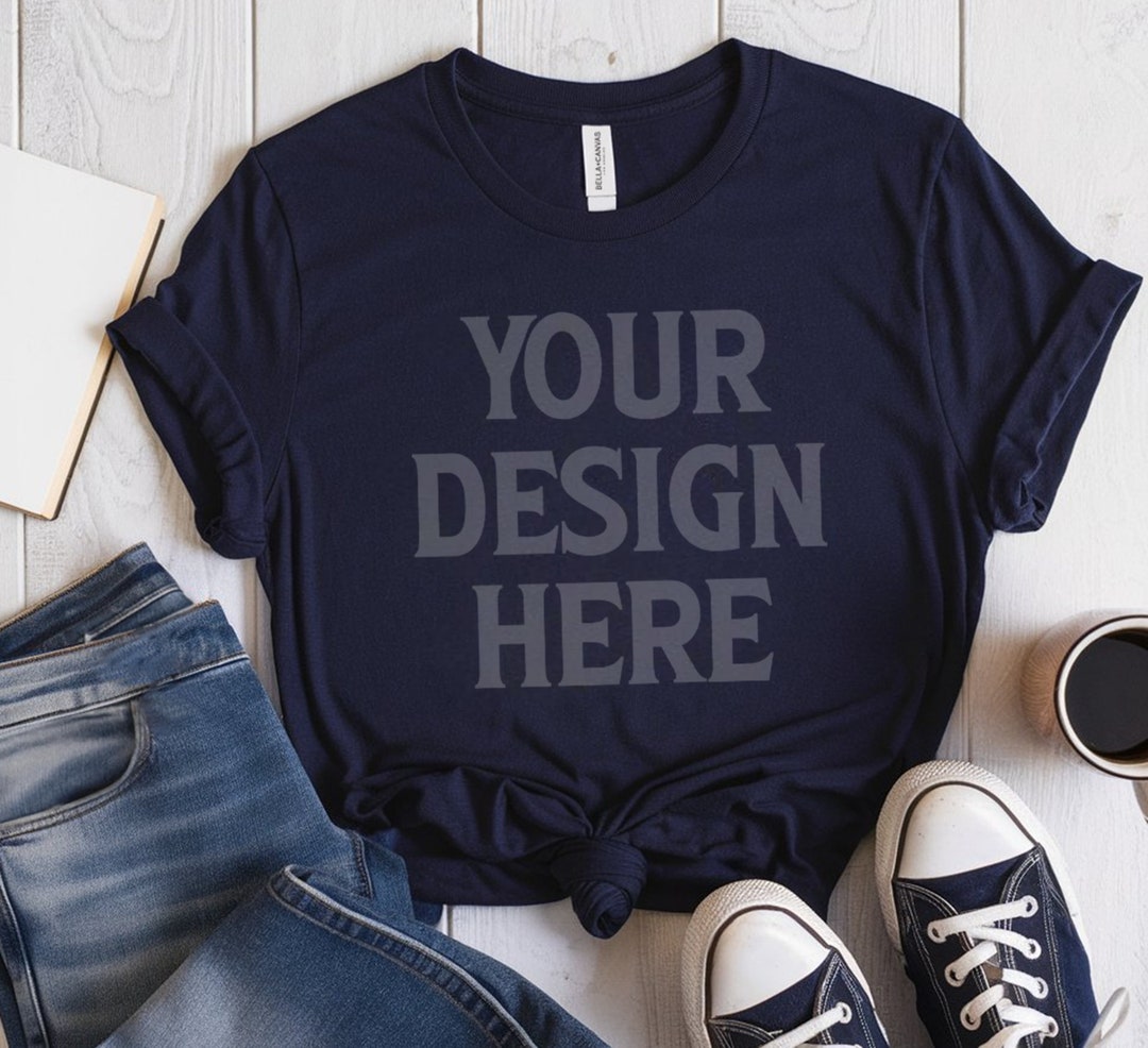 Bella Canvas 3001 Mockup, Navy Bella Canvas 3001 Flat Lay Mockup, Flat ...