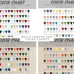 Editable Bella Canvas 3001 Color Charts, Canva Color Chart, Bella ...