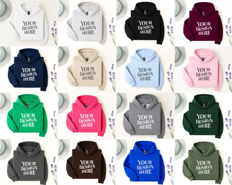 Gildan 18500 Folded Mockup Bundle, Flat Lay Hoodie Sweatshirt Mockups ...