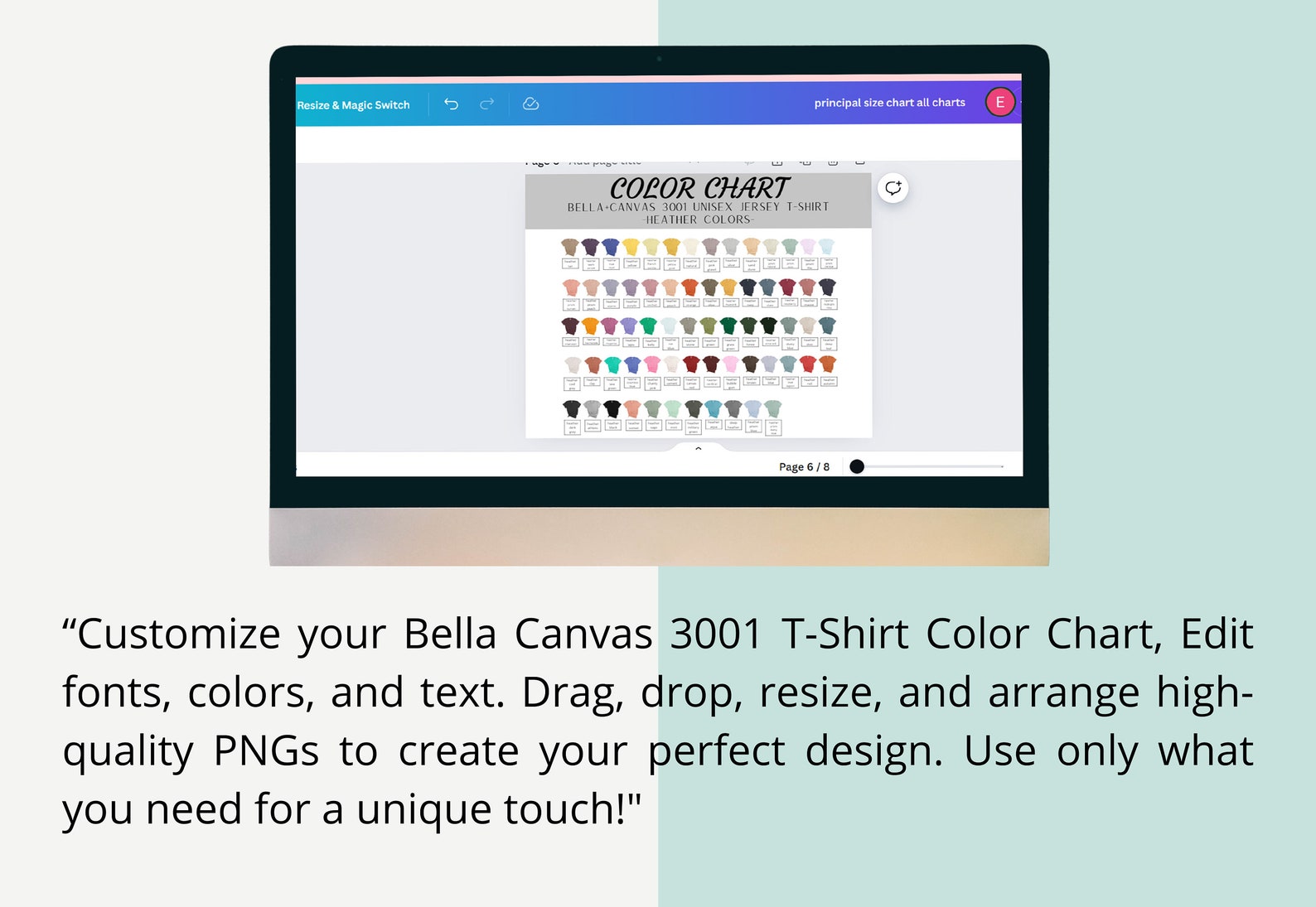 Editable Bella Canvas 3001 Color Charts, Canva Color Chart, Bella ...