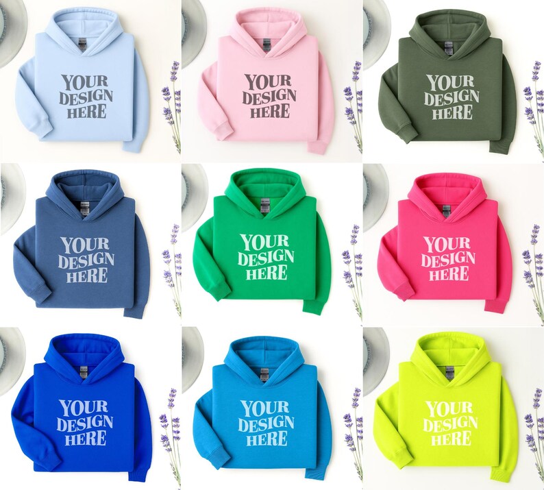 Gildan 18500 Folded Mockup Bundle, Flat Lay Hoodie Sweatshirt Mockups ...
