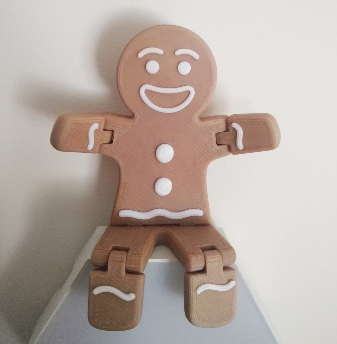 Articulating Wood PLA Gingerbread Man Holiday Decor With Moveable Arms ...
