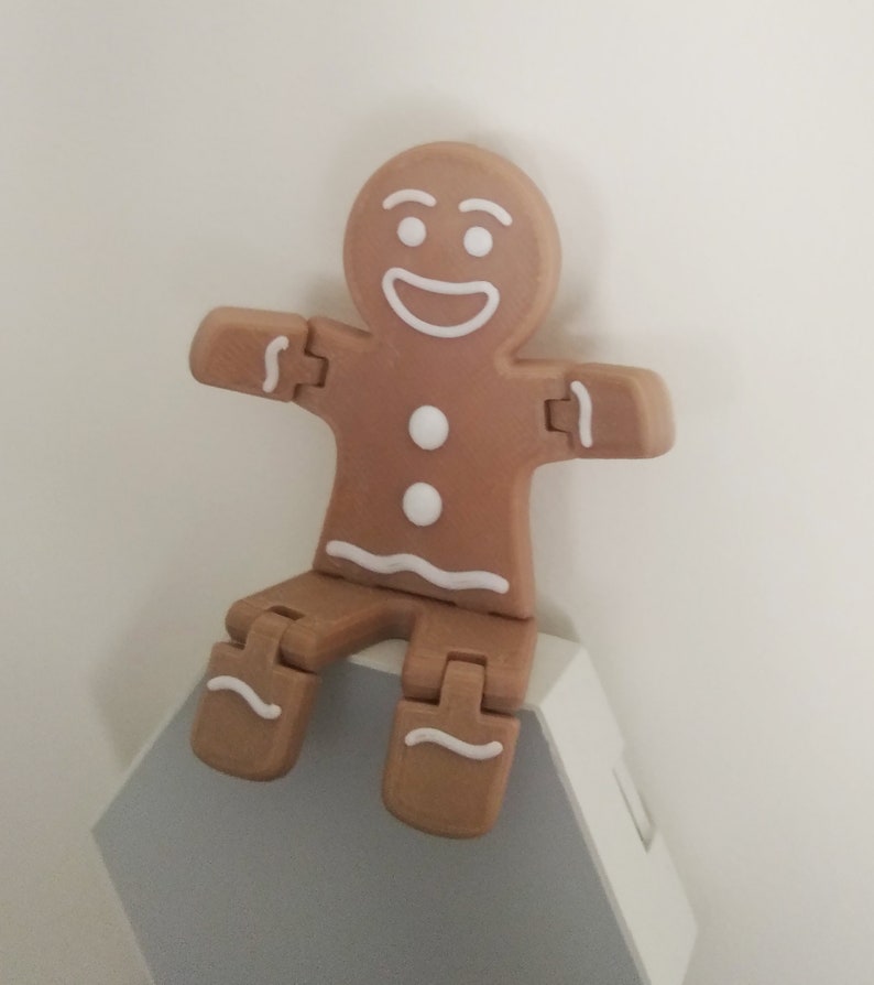 Articulating Wood PLA Gingerbread Man Holiday Decor With Moveable Arms ...