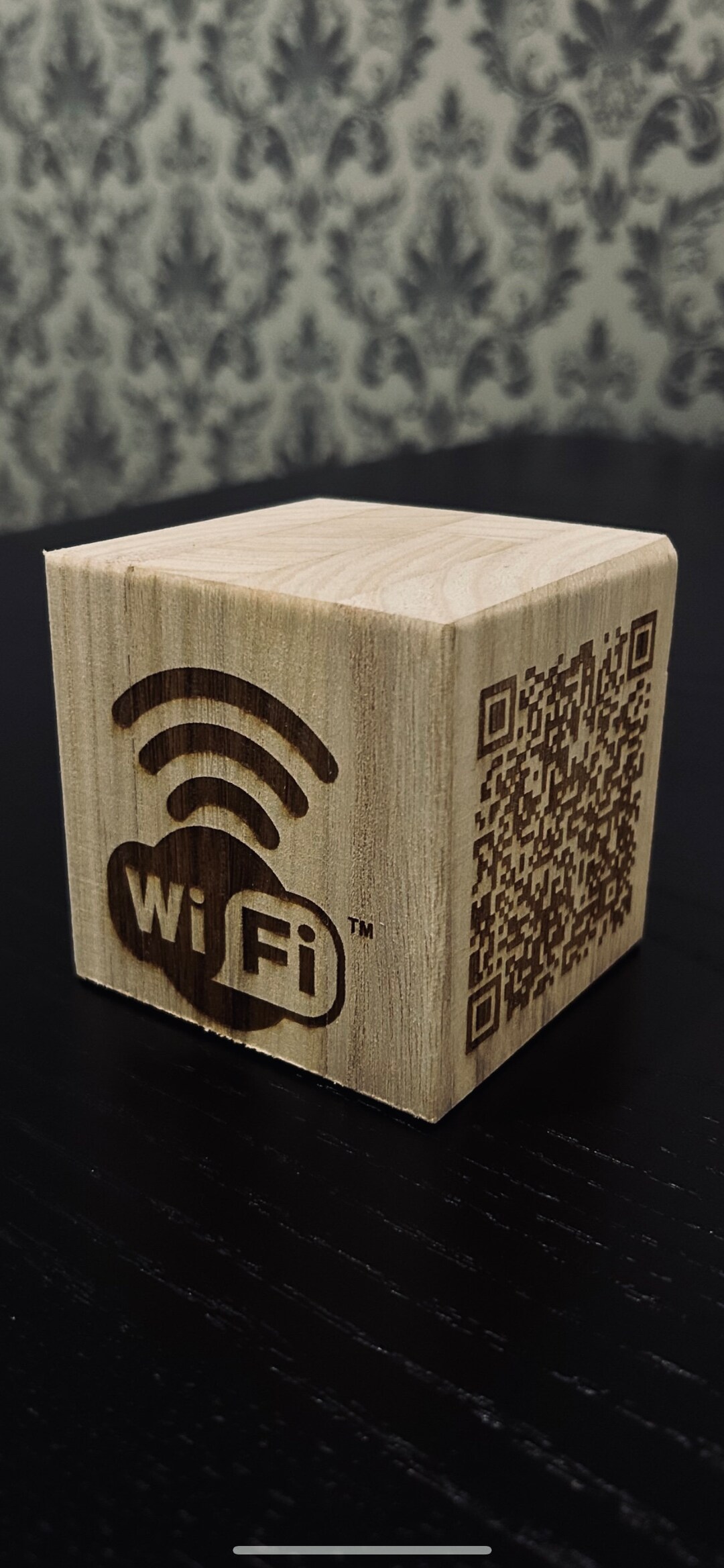 Wooden Cube Engraved With QR CODE - Etsy
