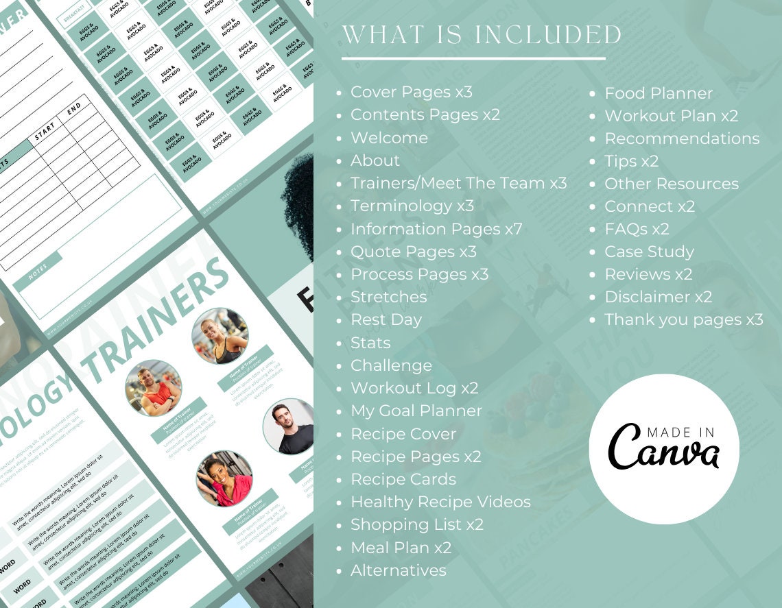 Fitness Ebook Workout Program Template Personal Trainer Exercise ...