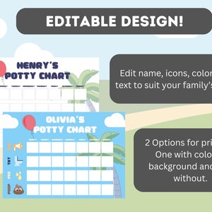Editable Potty Chart, Bluey-inspired Potty Training Chart | Potty Chart ...