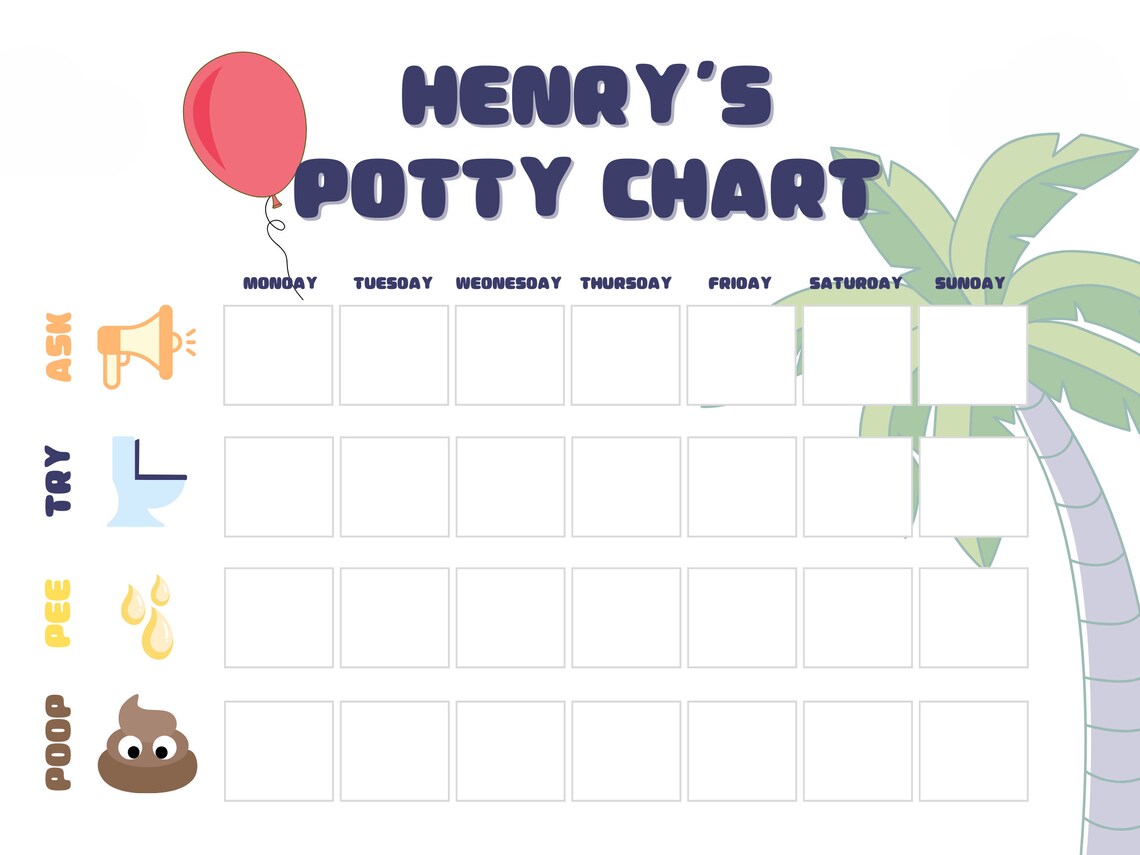 Editable Potty Chart, Bluey-inspired Potty Training Chart | Potty Chart ...
