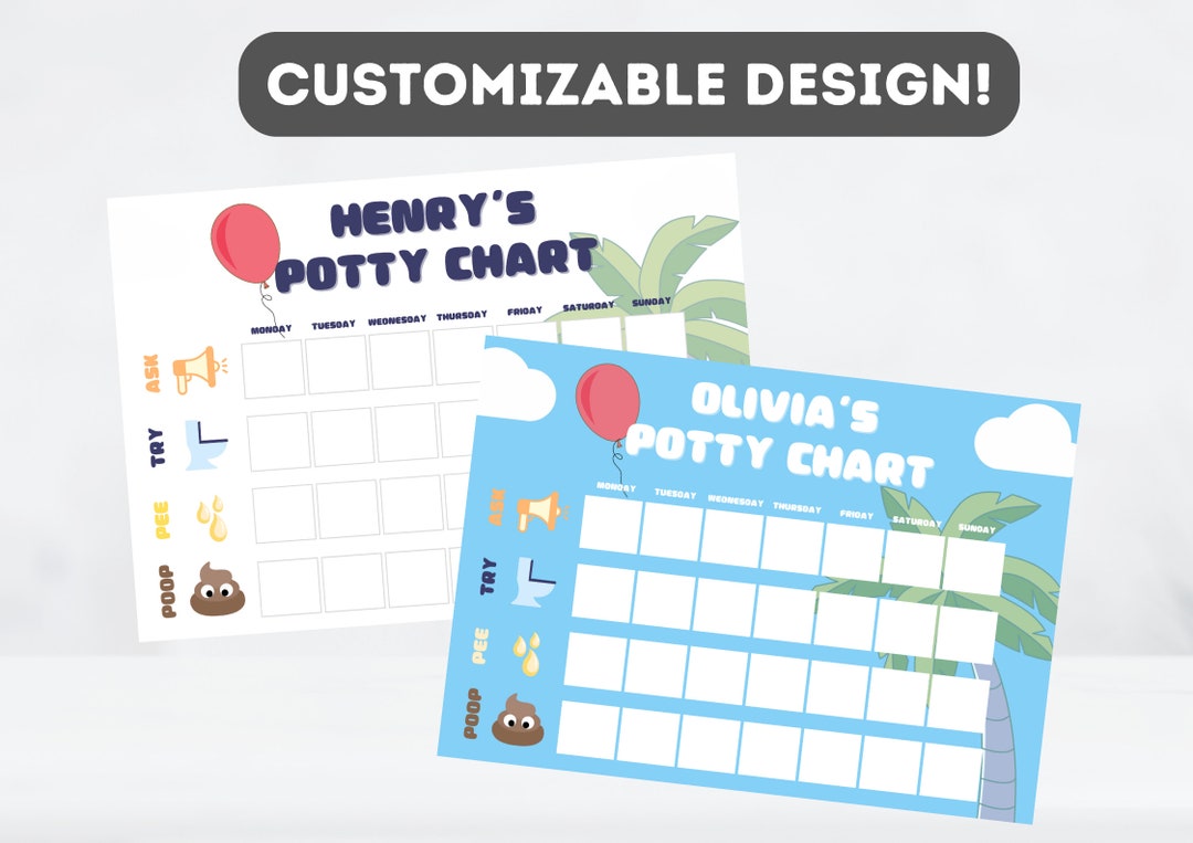 Editable Potty Chart, Bluey-inspired Potty Training Chart | Potty Chart ...