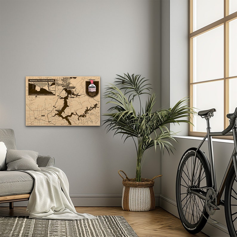 Laser Engraved Course Map Ironman 70.3 Coeur D'alene Medal Display ...