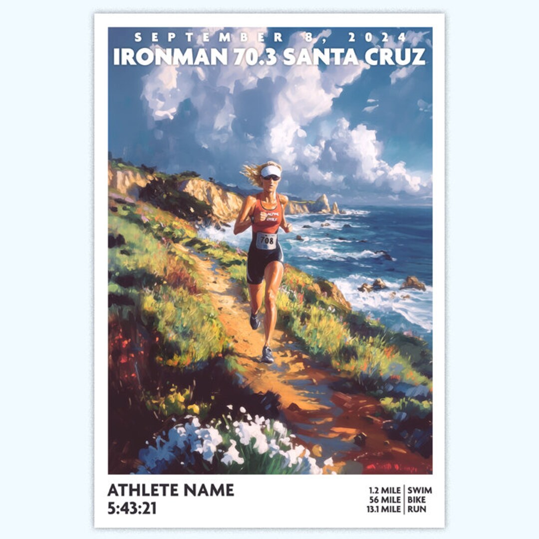 Ironman Finisher Poster Ironman 70.3 Santa Cruz Ironman Gift Triathlon ...