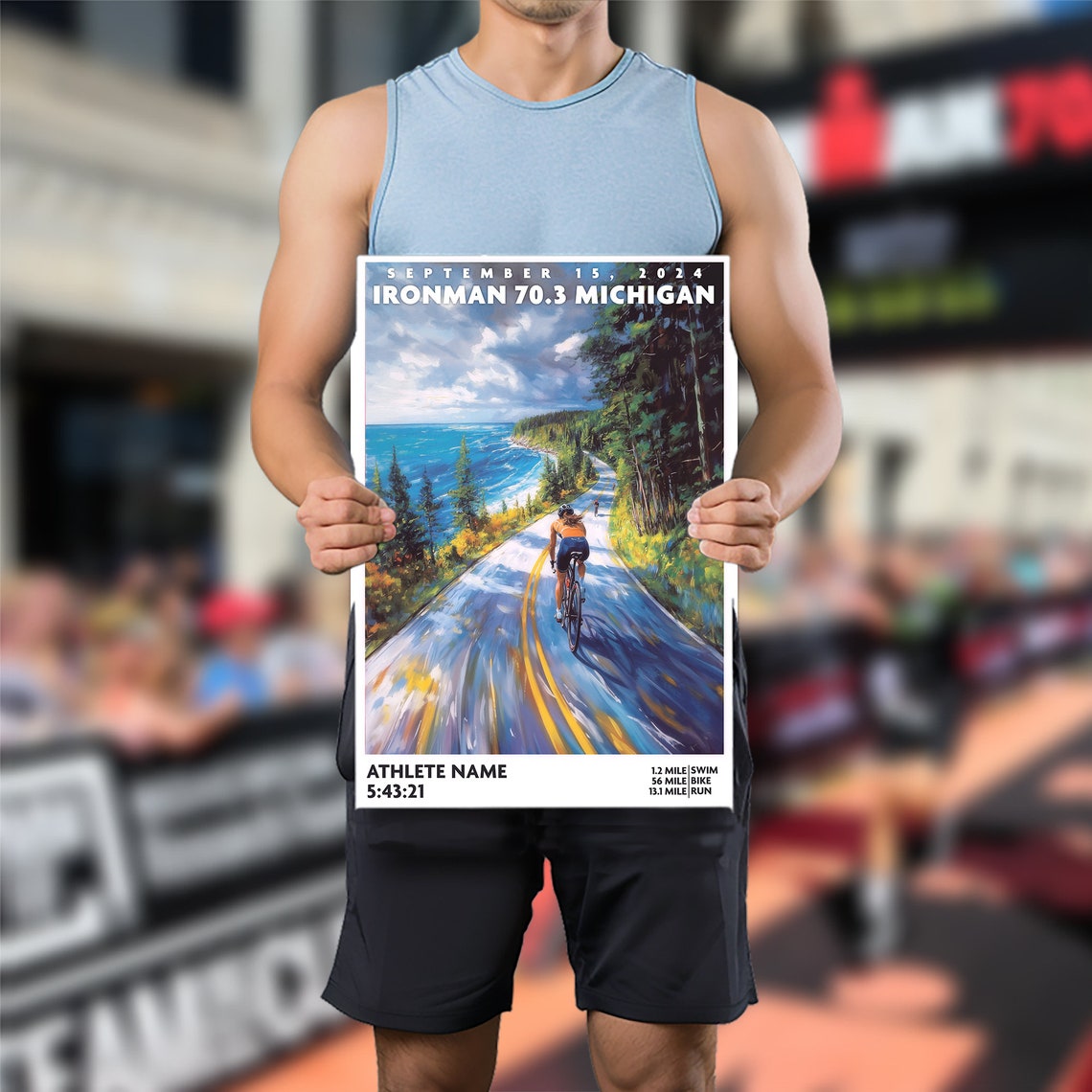 Ironman Michigan Triathlon Poster Swim Bike Run Ironman 70.3 Triathlon ...