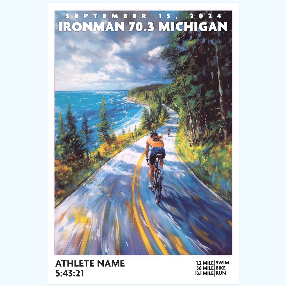 Ironman Michigan Triathlon Poster Swim Bike Run Ironman 70.3 Triathlon ...
