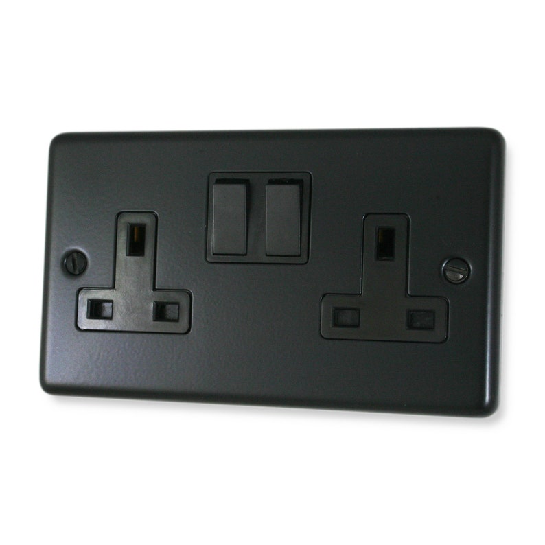 Matt Black Double Socket black Switch - Etsy