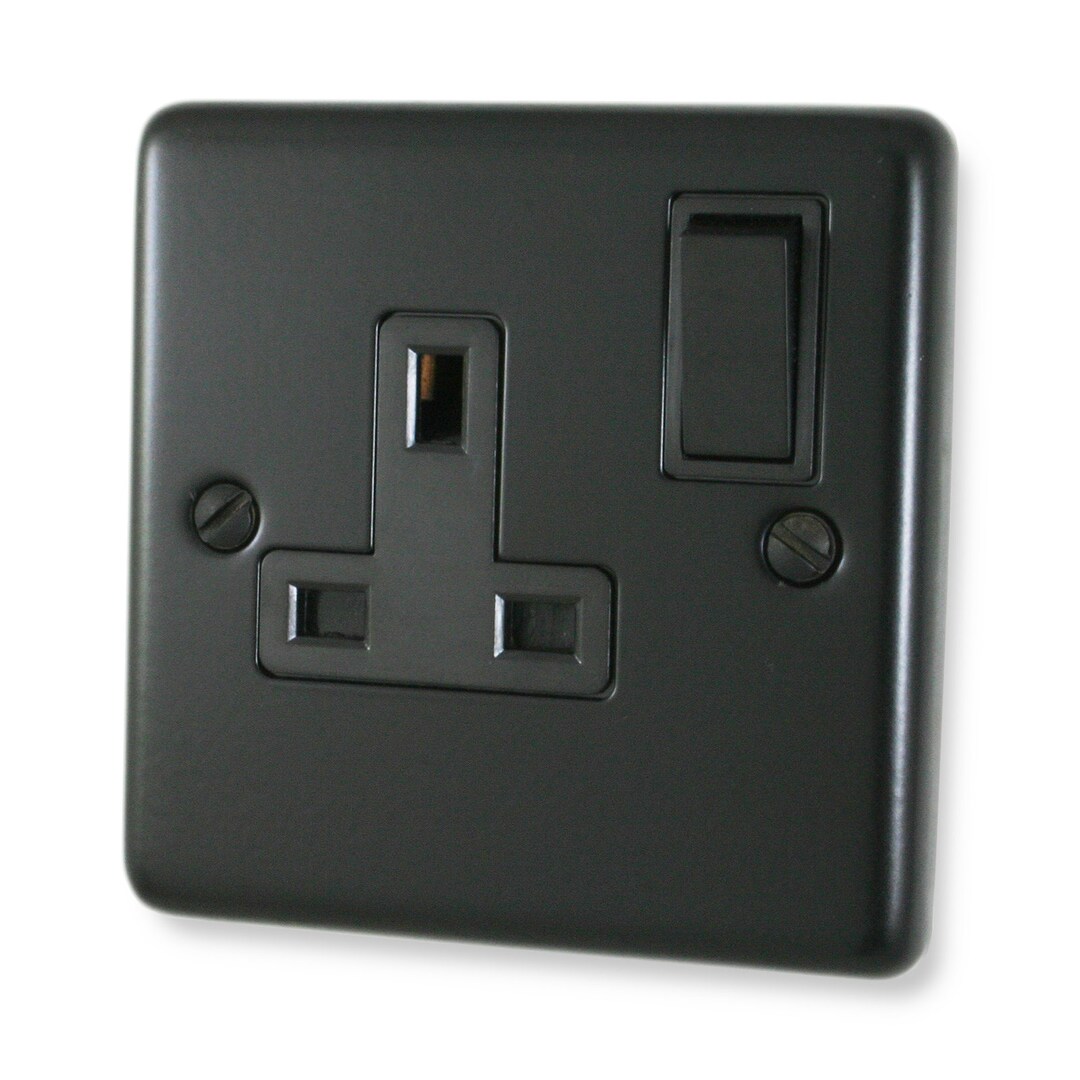 Matt Black Single Socket (black Switch) - Etsy