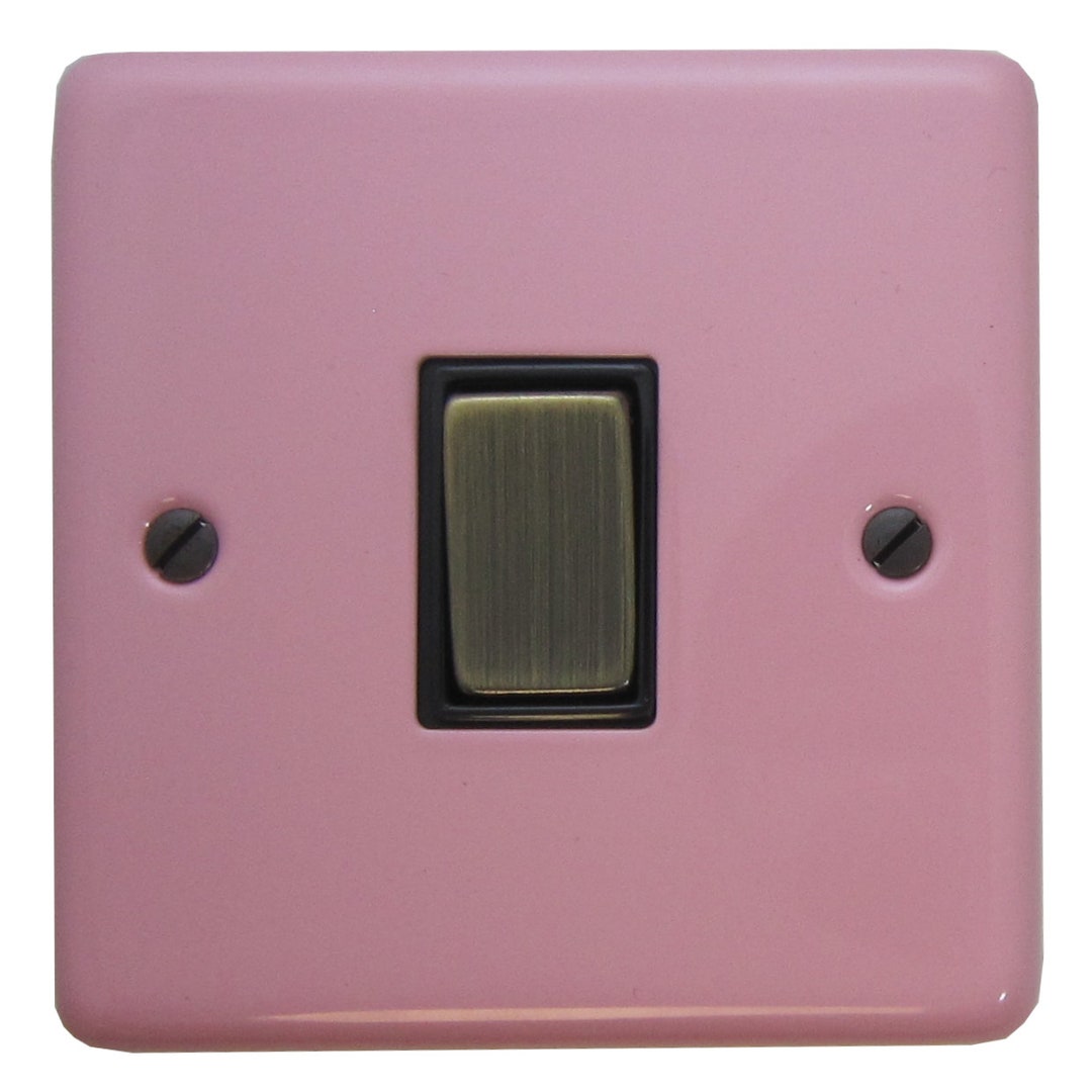 Contour Gloss Pink Light Switch 1 Gang/black Insert/antique Brass ...