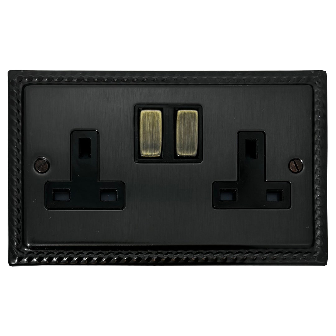 Georgian Black Bronze Socket 2 Gang/antique Brass Switches - Etsy