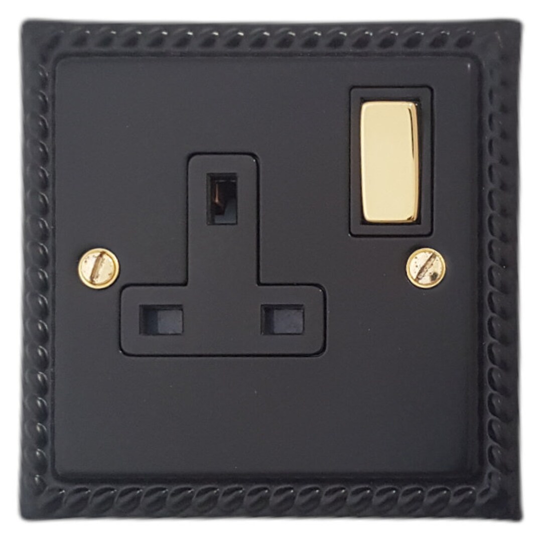 Georgian Black Single Socket black Insert/polished Brass Switch - Etsy