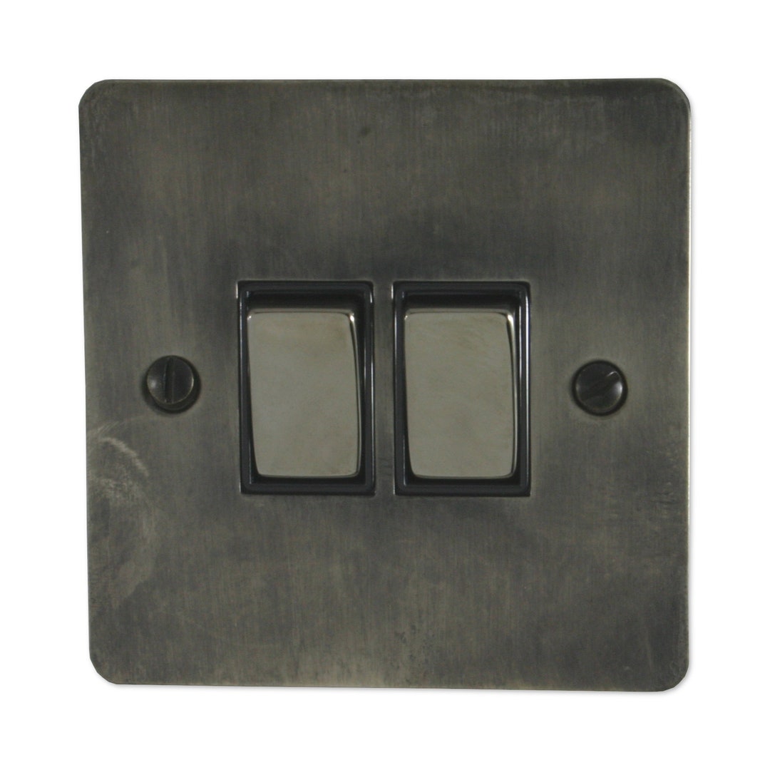 Flat Slate Effect Light Switch (2 Gang/black Nickel Switches) - Etsy