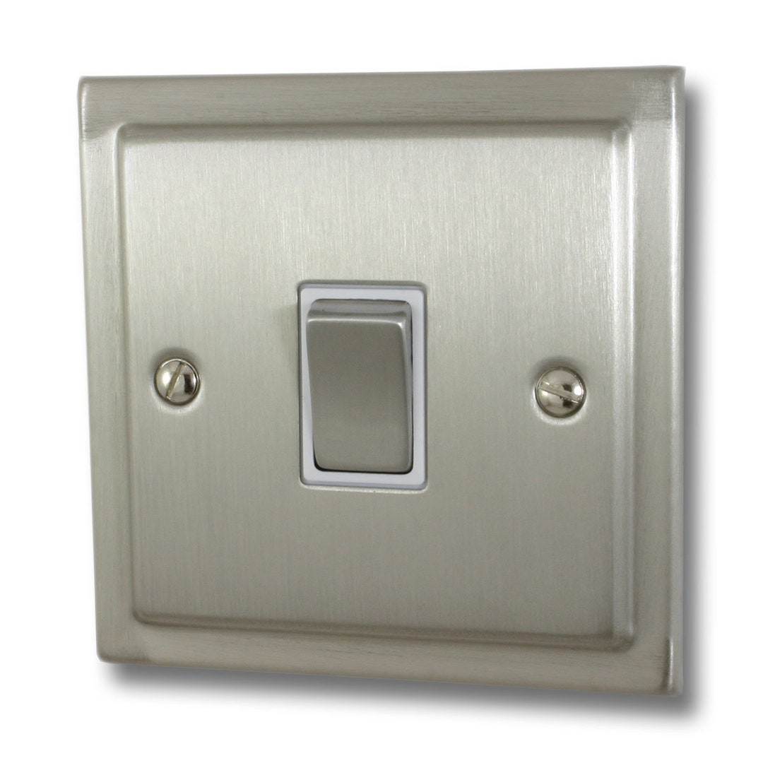 Satin Nickel Light Switch 1 Gang/metal Switch/white Insert - Etsy