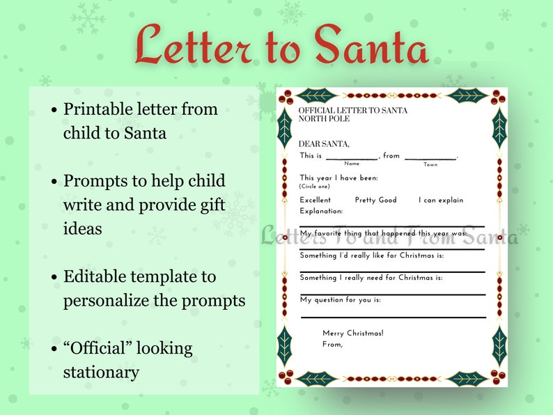 Letter to Santa From Child & Letter to Child From Santa. Print-ready ...