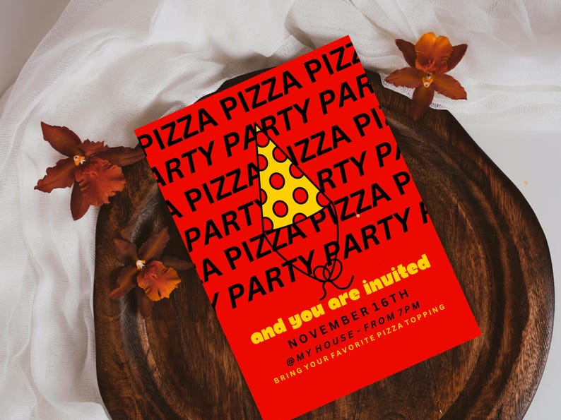 Modern and Simple Design for a Pizza Party Invitation. - Etsy