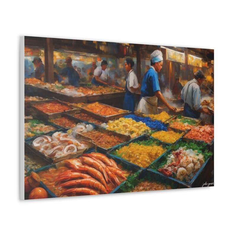 Market Feast: Culinary Canvas Painting - Etsy