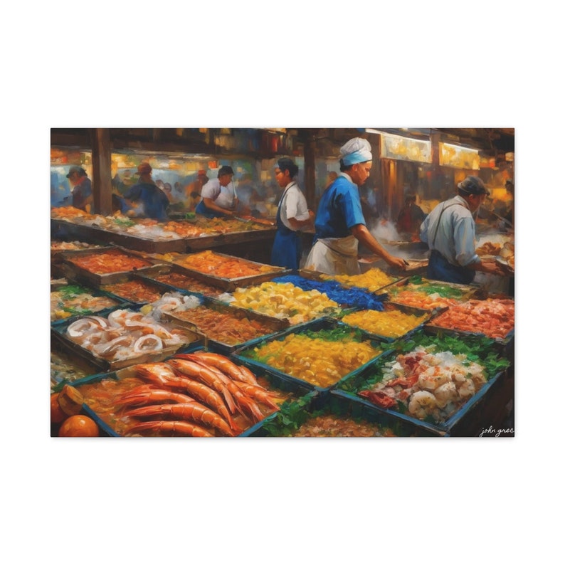 Market Feast: Culinary Canvas Painting - Etsy